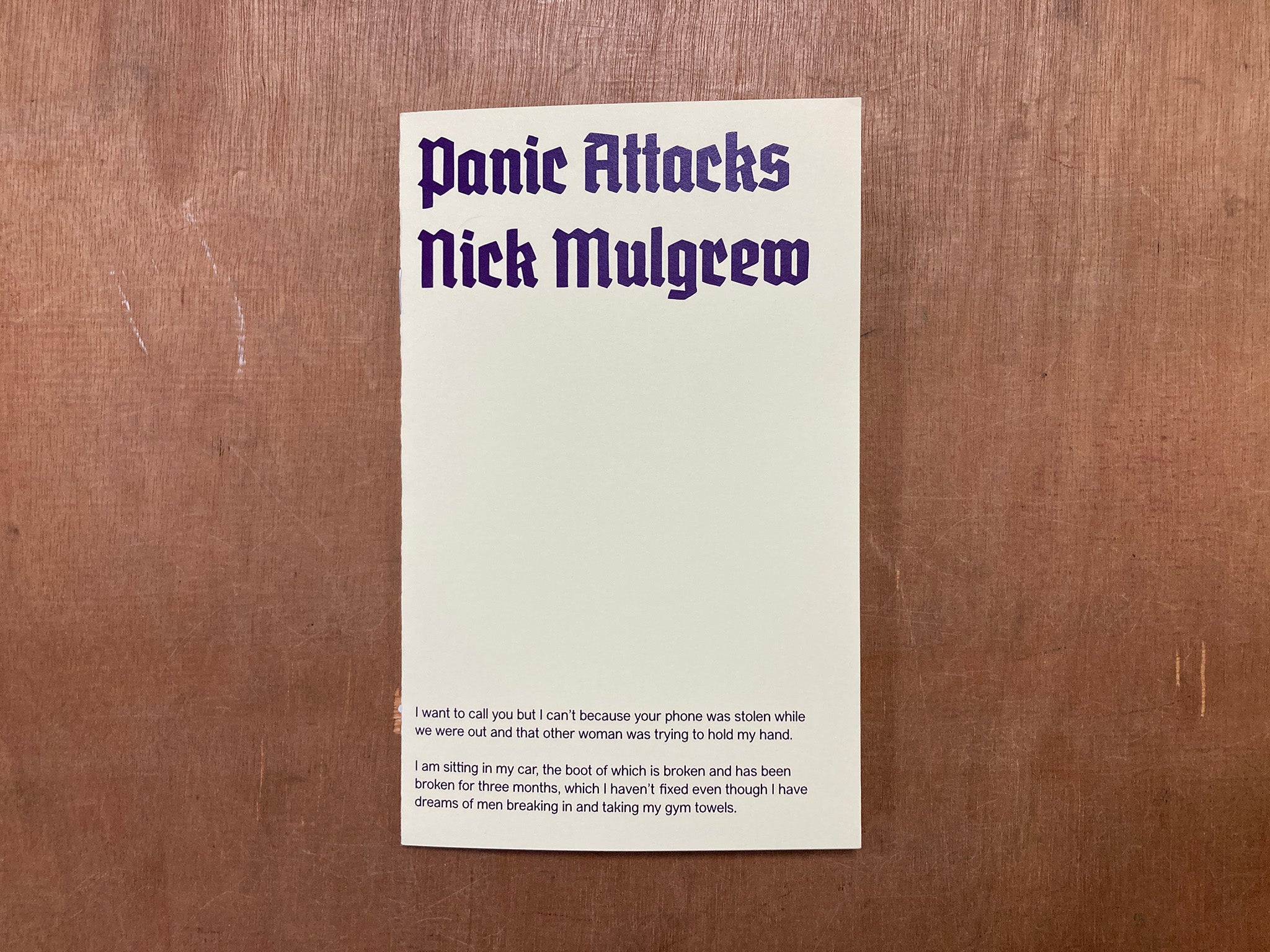 PANIC ATTACKS by Nick Mulgrew – Good Press — good books & more