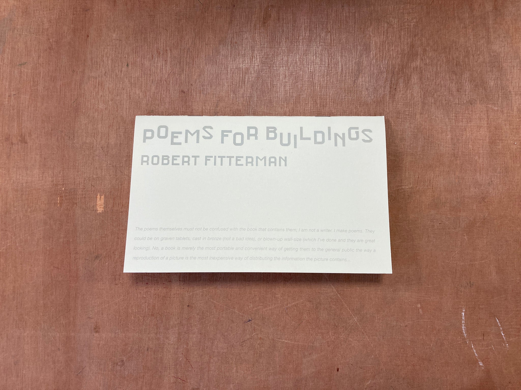 POEMS FOR BUILDINGS by Robert Fitterman – Good Press — good books & more